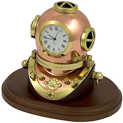 Amazon.com: Nauticalia Diving Helmet Clock on Plinth, Brass, 10cm ...