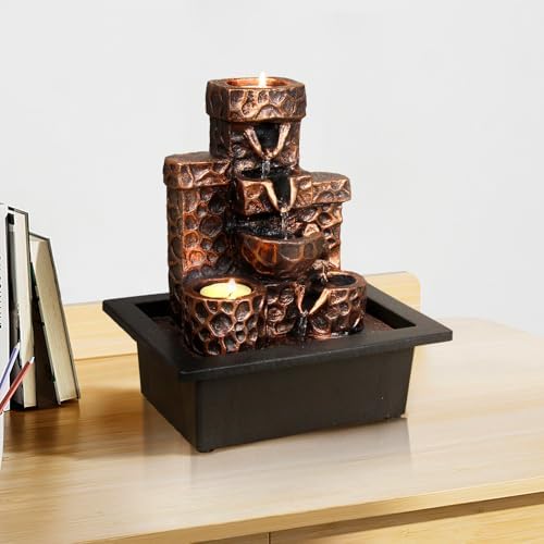Amazon.com: Greyhoo Indoor Water Fountain 3 Tier Column Tabletop ...