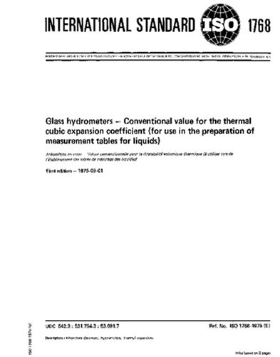 ISO 1768:1975, Glass hydrometers - Conventional value for the thermal ...