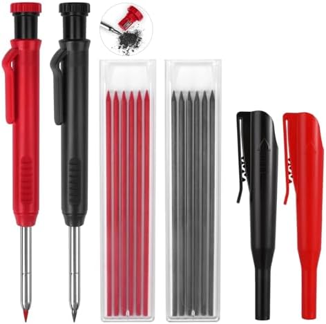 2 Pcs Carpenter Pencil with Sharpener, Solid Woodworking Mechanical ...