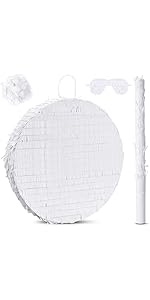 Amazon.com: Jenaai 16" Round Blank Piñata with Stick, Blindfold and ...