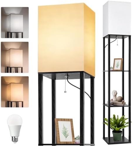 Clora Floor Lamp with Shelves, Shelf Lamps with 3 Color Temperature LED ...