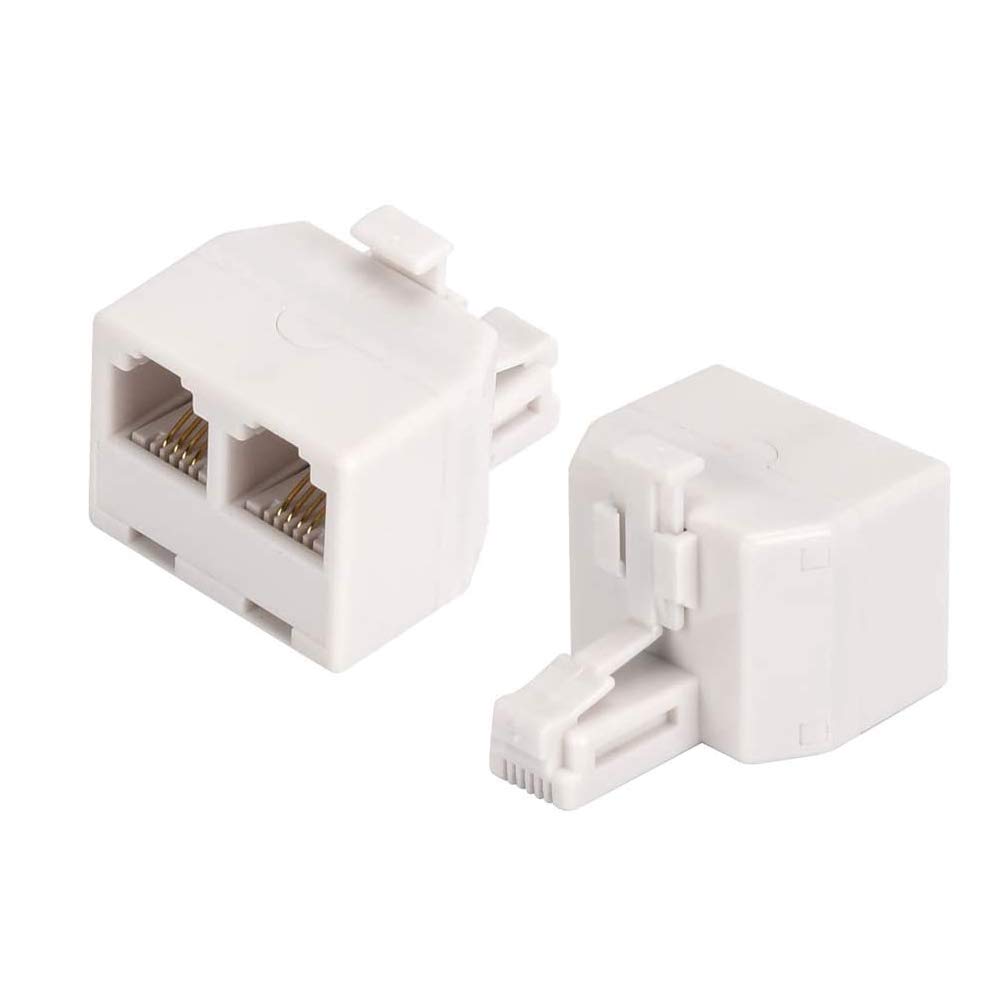 Phone line Splitter, RJ11 Wall Plate Male Plug to Dual RJ11 Female ...
