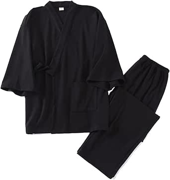 thefancypumpkin Japanese Style Men's Kimono Pajamas Big Size Dressing Gown Nightgown Size XL-01 ...