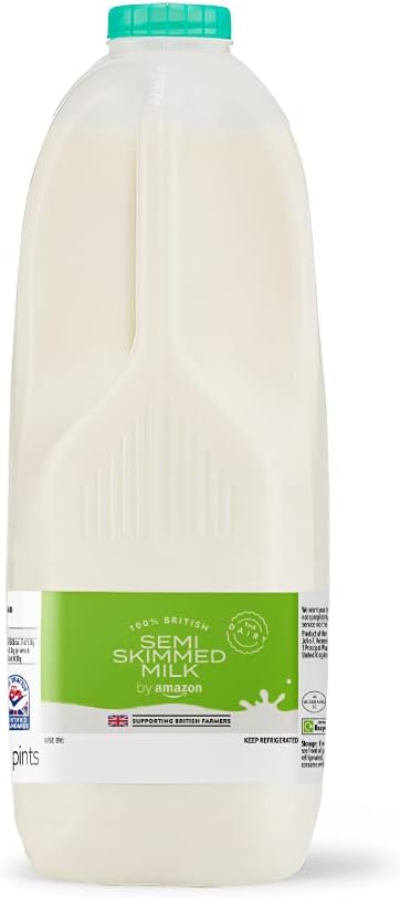 by Amazon Semi Skimmed Milk, 4 Pints / 2.272L : Amazon.co.uk: Grocery