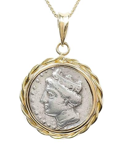 Amazon.com: 14k Gold Real Ancient Greek Hera Owl Coin Pendant Necklace ...