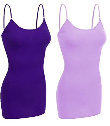 Emmalise Women Camisole Built in Bra Wireless Fabric Support Long ...