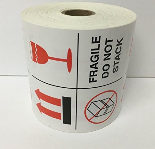 Amazon.com : 1 Roll 4x4 Fragile/DO NOT Stack (White Red Black) Special ...