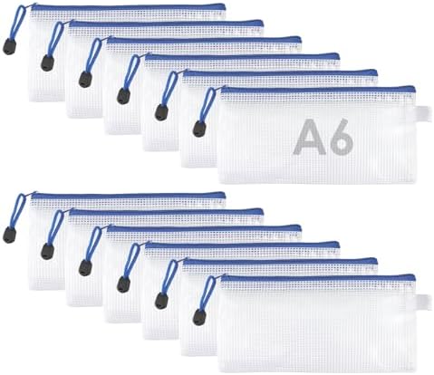 12PCS Pochettes Plastiques A6 avec Fermeture Éclair, Pochette Porte ...