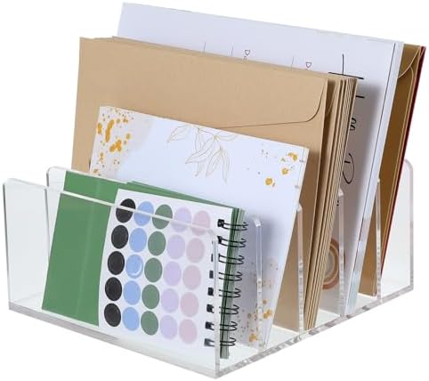 Amazon.com: Clear Desktop File Organizer, 5 Compartments Acrylic Office ...