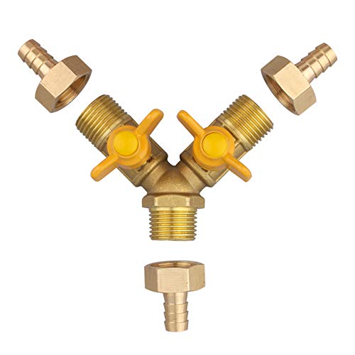 Snapklik.com : 3 Way Shut Off Ball Valve, 3/8 Hose Barb Y Shape Brass ...
