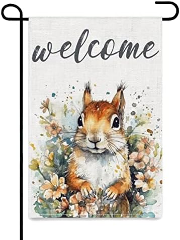 Amazon.com : Squirrel Garden Welcome Flag 12x18 Vertical Double Sided ...