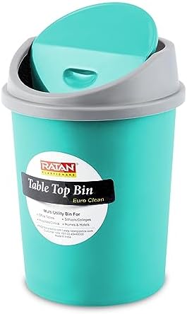 RATAN PLASTICWARE Euro Clean Table Top Small Mini Dustbin with Lid for ...