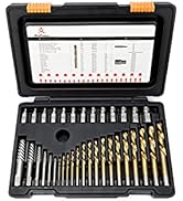 SharCreatives 49 Pieces Metric & SAE w/Bolt Extractor Set, Drill Bit ...