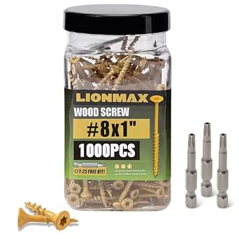 LIONMAX Wood Screws 1 Inch, Deck Screws #8 x 1", 1000 PCS, Rust ...