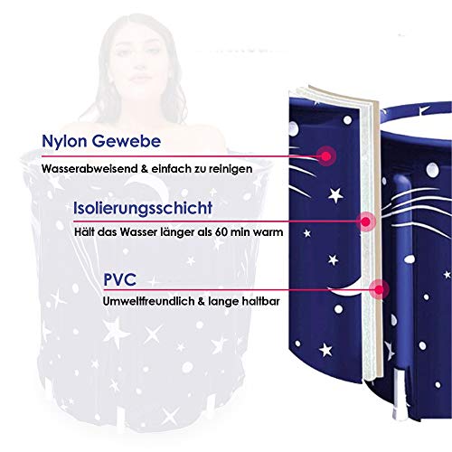 Cavendi mobile faltbare Badewanne fuer Dusche 65x70cm tragbare ...