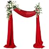 Amazon.com: AMZLOKAE Red Wedding Arch Draping Fabrics 2 Panels Chiffon ...