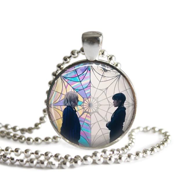 Amazon.com: Wednesday and Enid 1 inch Silver Plated Pendant 24 inch ...