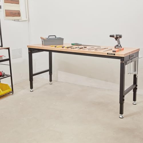 Work Bench With Drawers Workbench Adjustable Height 48"x24" (122x51cm) Worktable, Heavy Duty ...