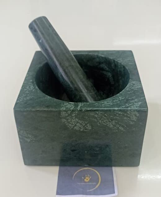 Rajasthan Art Green Mortar and Pestle Set for Spices stone grinder ...