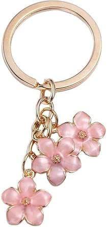 Veloshine Metal Cherry Blossom Flower Keyring, Flower Keychain Car Key ...