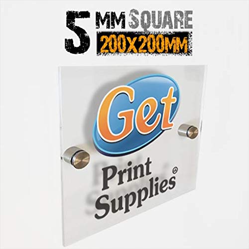 Clear Square Acrylic Perspex Sheet 200x200mm, 5mm Thick and 2 Fixings ...