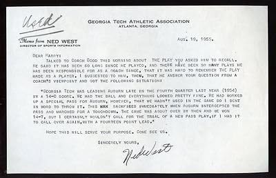 Amazon.com: Original 1955 Ned West Signed Georgia Tech Letter Hologram ...