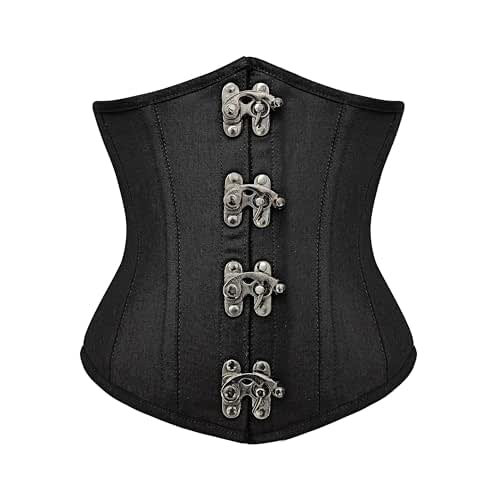Amazon.com: Gothic Punk Corset - Black Cotton Underbust Waist Cincher ...