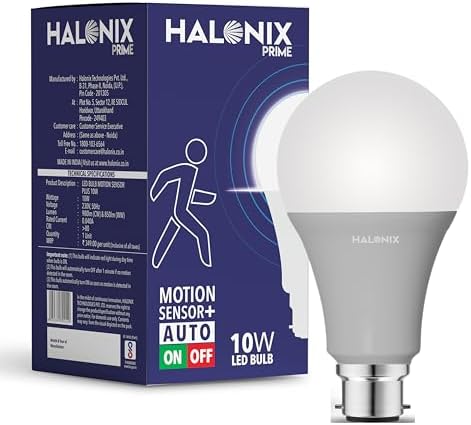 Halonix 10 Watt B22 Screw type Radar Motion Sensor LED Bulb (Auto Off ...