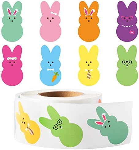 Amazon.com: 1200 Pcs Easter Bunny Stickers Bunny Peeps Stickers Roll 12 ...