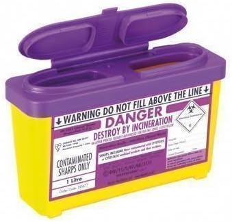 SHARPS BIN DISPOSAL PURPLE/YELLOW SPECIAL FOR THE SAFE DISPOSAL OF ...