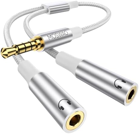 Amazon.com: MOSWAG 3.5mm Mic Headphone Splitter, Headset Splitter Cable ...
