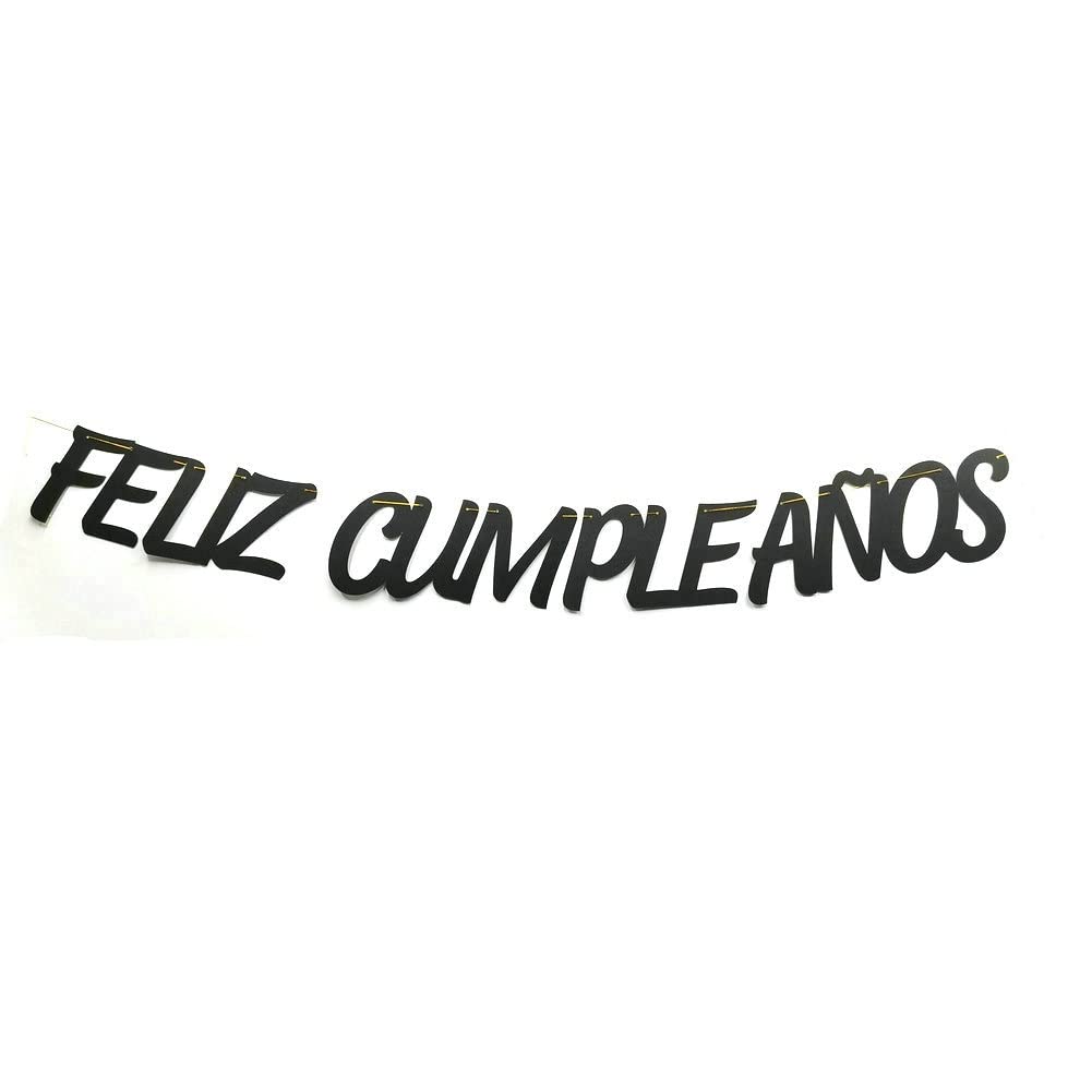 Amazon.com: Feliz Cumpleaños Black Glitter Banner, Spanish Happy ...