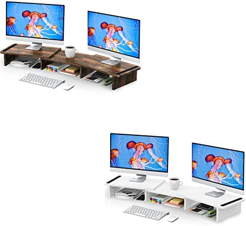 Amazon.com: Zimilar Dual Wood Monitor Stand Riser(Rust Brown Large ...