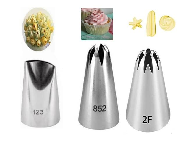 Buy Rvs 852+123+2F Icing Nozzle DIY Cream Rose Flower Piping Nozzles ...