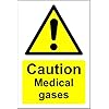 Caution medical gases Safety sign - Self adhesive sticker 300mm x 200mm ...