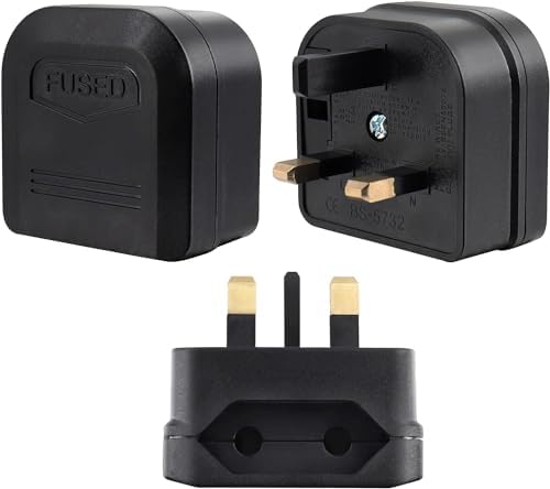 EU Plug to UK Socket Adaptor, EU to UK Plug Adaptor with 5A Fuse, Type ...
