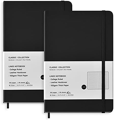 Amazon.com : Coopay 2 Pack A5 Journal Notebooks Classic College Ruled ...