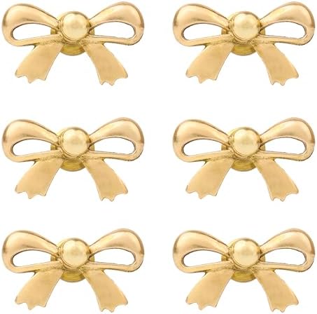 DOITOOL Brass Bow Shape Cabinets Knobs Gold Drawer Pulls Decorative Bow Knobs Cupboard Pull ...