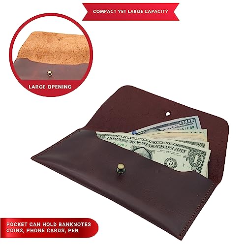 Snapklik.com : Genuine Brown Leather Cash Envelope Wallet: Minimalist ...