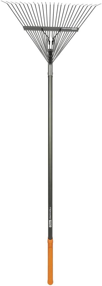 Amazon.com : Fiskars 397930-1001 PRO, Leaf Rake, 65 Inch, Silver ...