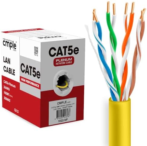 Amazon.com: 1000ft White Cat5e UTP Solid Copper 24AWG 350MHz High Speed ...