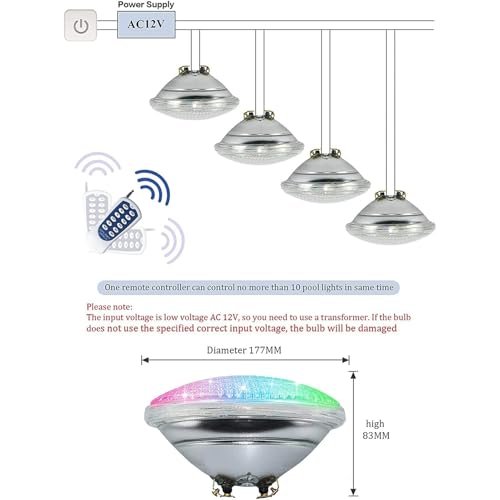JDZYFFS LED Ring Fountain Light - Underwater Pool Light, 12V ...