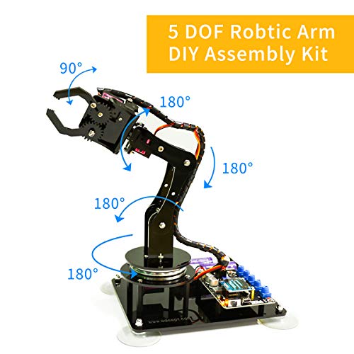 Adeept 5DOF Robotic Arm Kit Compatible with Arduino IDE, Programmable DIY Coding STEM ...