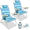 ARURU Tall Beach Chairs for Adults 2 Pack, Portable Folding High Seat ...