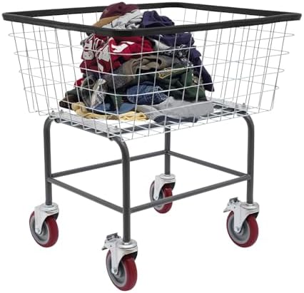 Amazon.com: Steel Wire Laundry Cart,Wire Laundry Basket W/Wheels ...