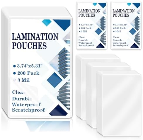 Amazon.com : 200 Pack3mil Index Card Laminating Pouches 3x5 File Card ...