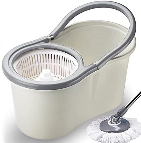 V-Mop Premium Classic White Magic Dry Bucket Mop - 360 Degree Self Spin ...