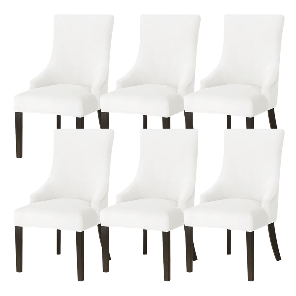 Amazon.com: Set of 6 White Velvet Wingback Side Chair Cover Wingback ...