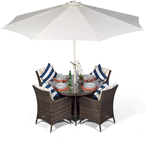 Abreo Brown Rattan Garden Furniture Sofa Set Brown Sofa Wicker Weave 4 ...